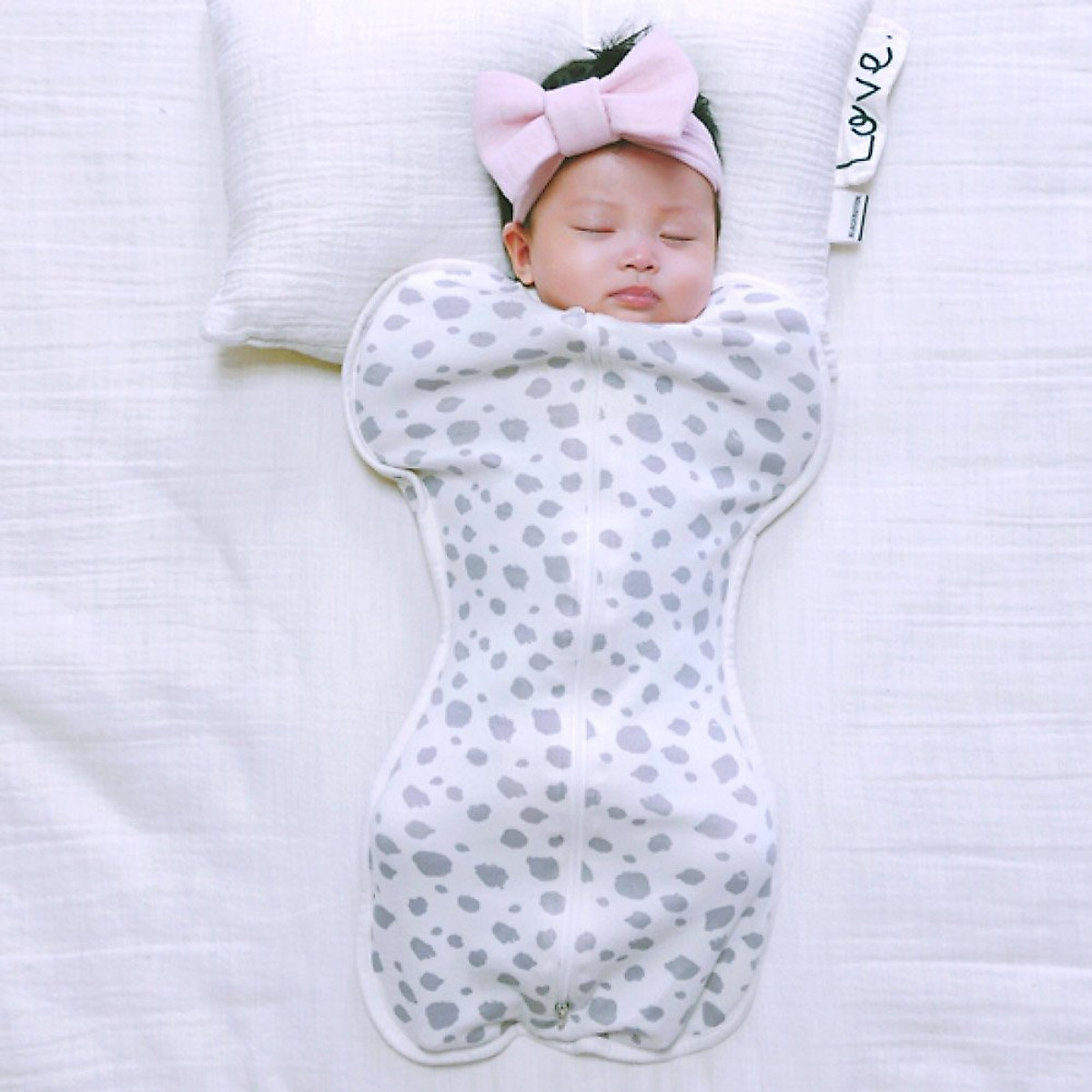 Organic Cotton Zipper Swaddle Blanket Snug Breathable Easy to use for Small Baby (Ribbon, 0-3m, Summer Season)