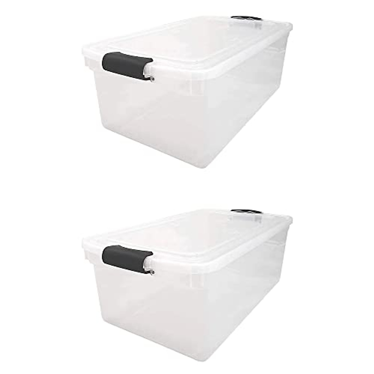 HOMZ Multipurpose 66 Quart Clear Storage Container Tote Bins with Secure Latching Lids for Home or Office Organization (4 Pack)