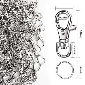 60PCS Metal Swivel Snap Hooks with Key Rings, LEOBRO 30PCS Small Lobster Claw Keychains Clasps and 30PCS Key Chain Ring for Keychain Clip, Lanyard, Key, Jewelry Making, Art Crafts, Silver