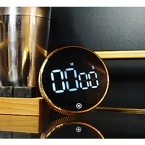 DRECO Magnetic Kitchen Timer: Black an Gold, Large LED Digital Display, Easy to use, Countdown and countup, Adjustable Volume.