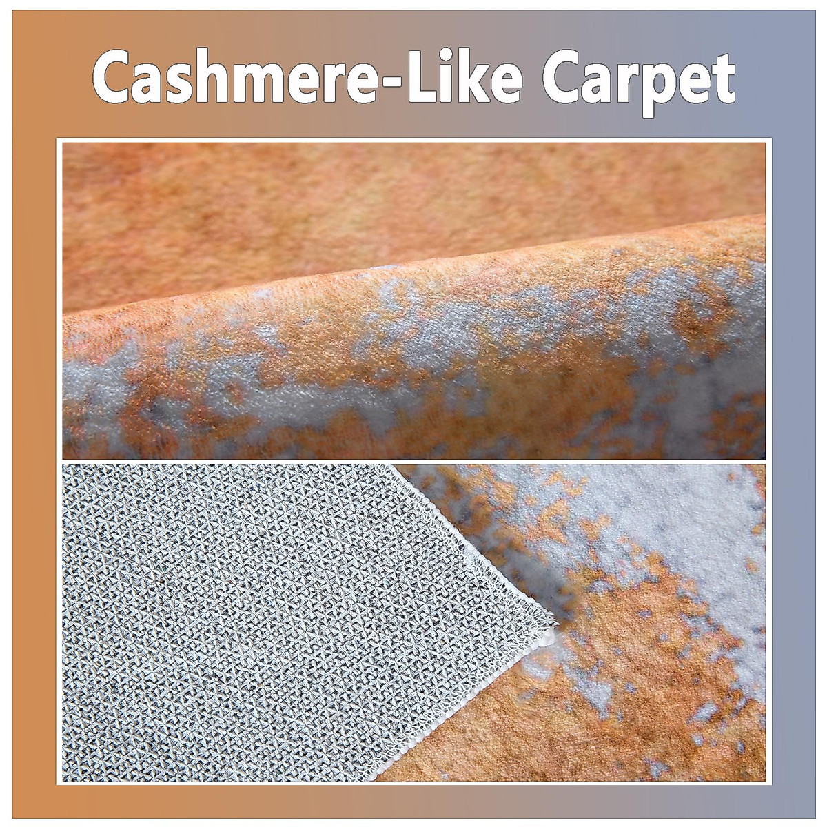 Eroyat Modern Indoor Slim Area Rug,5x7 Feet Large Living Room Bedroom Rug,Light Luxury Entryway Kitchen Rug,Non-Slip and Non-Shedding Low Pile Easy to Clean Home Decor,Gray-Orange