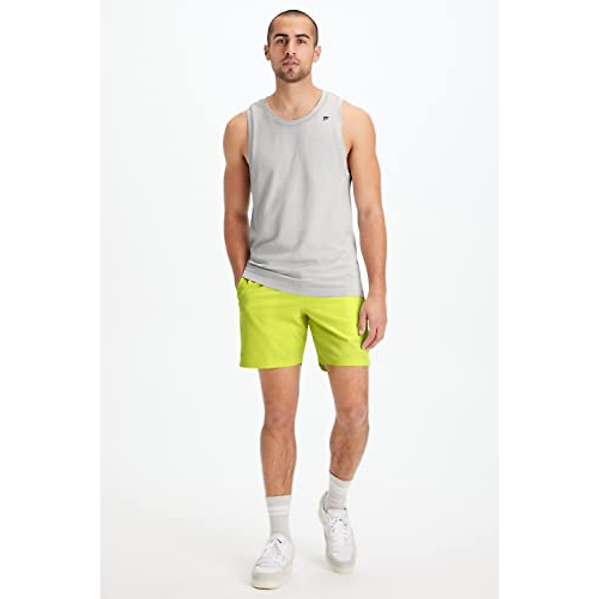 Fabletics Men's The Fundamental Short, Workout, Running, Training, Gym, Yoga, Ultra Lightweight, Athletic, XL, Zest