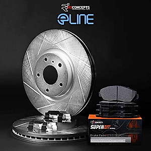 R1 Concepts Rear Brakes and Rotors Kit |Rear Brake Pads| Brake Rotors and Pads| Super Duty Brake Pads and Rotors| Hardware Kit|fits 2007-2022 Lexus LX570; Toyota Land Cruiser, Sequoia, Tundra