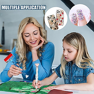 14PCS Diamond Painting Pen Accessories Tools Set, Exquisite Stainless Steel Metal Pen Tips,Ergonomic Diamond Art Drill Pen and 6 Painting Glue Clay,Comfort Grip and Faster Drilling (Blue Silver)