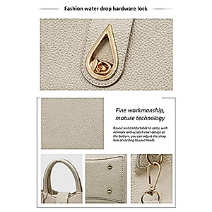 Pahajim Womens Handbag Tote Cute Mini Tassels Leather Shoulder Purse Crossbody Bag(Beige White)