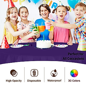 Exquisite 12-Pack Premium Plastic 84-Inch Round Tablecloth - Purple