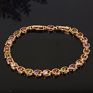 Women Bracelets, 18K Multi-Gemstone and Diamond Tennis Bracelet Gold Heart Bracelets for Women (Diamond Bracelet)
