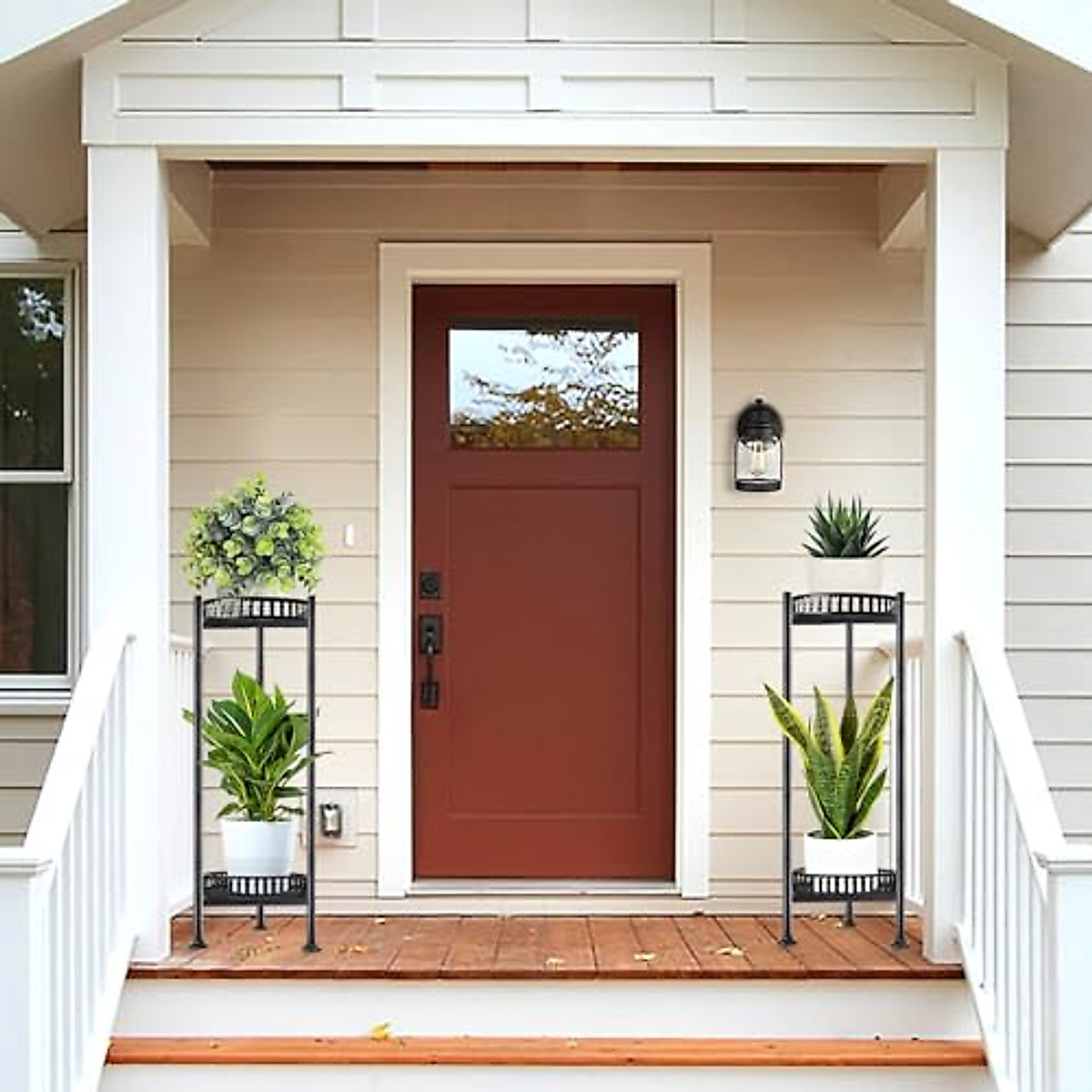 Plant Stand Indoor Outdoor, 30'' Tall Plant Stand, 2 Tier Metal Planter Stand, Rustproof Plant Stand Flower Pot Holder for Living Room, Corner, Deck