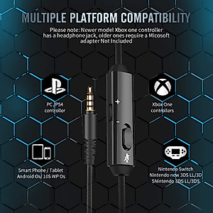 BINNUNE Gaming Headset with Microphone for PS4 PS5 Xbox One PC Playstation 4 Xbox 1 Game Audifonos Gamer Headphones with Mic (Renewed)