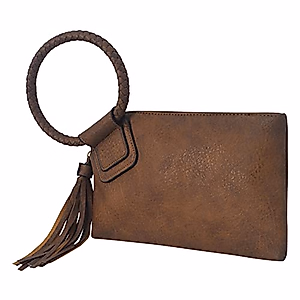 NGIL Mini Clutch Wristlet Bag Evening Bags Purse Wallet For Women(PU Mini Wristlet Bag-Brown)