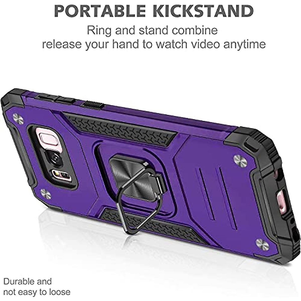 AYMECL for Samsung Galaxy S8 Case, Galaxy s8 Phone case with Self Healing Flexible TPU Screen Protector [2 Pack], Military Grade Double Shockproof with Kickstand Case for Samsung S8-Purple