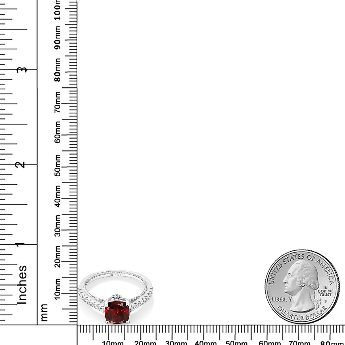 Gem Stone King 925 Sterling Silver Cushion 7MM Gemstone Birthstone and White Created Sapphire Engagement Ring | Wedding Engagement Anniversary Promise Ring For Women