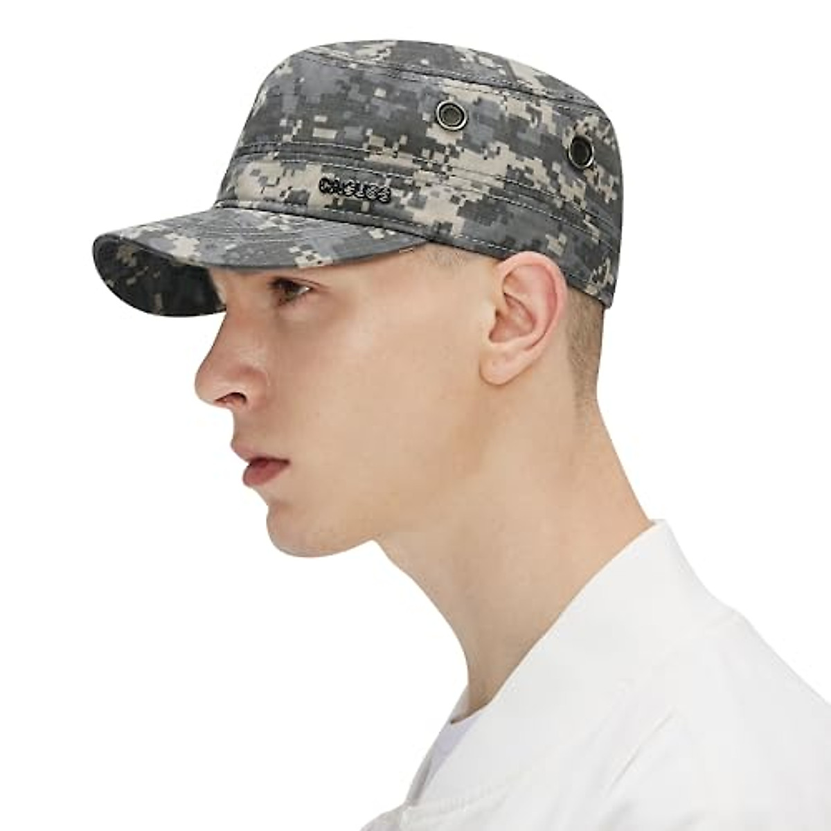 CACUSS Men's Cotton Army Cap Cadet Hat Trucker Dad Hat Military Flat Top Adjustable Classic Baseball Cap