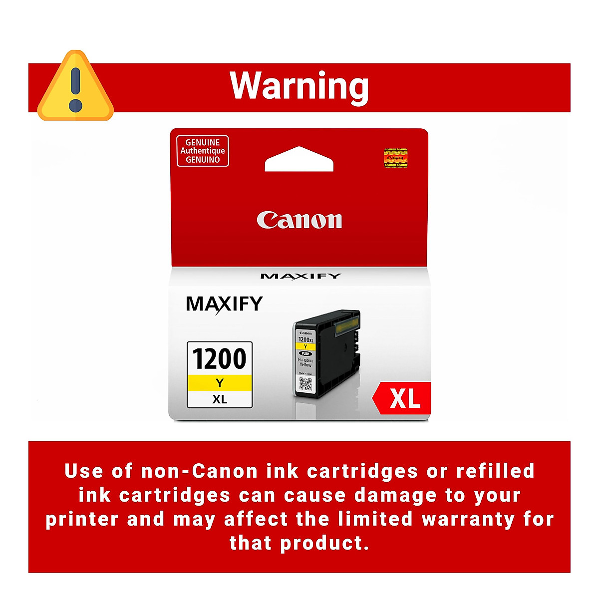 Canon PGI-1200XL Yellow Ink Tank Compatible to Printer MB2120, MB2720, B2020, MB2320