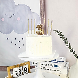 7PCS Gold Bow Pendant Birthday Number 3 Candles Glitter Sequins Pearl Birthday Cake Number Candle for Cake Decoration Women Girls Birthday Anniversary Commemorative Party Supplies 3