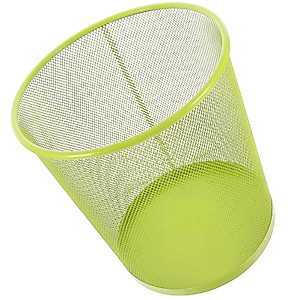 Ciieeo Green Mesh Trash Cans Mesh Office Trash Can Open Top Metal Wire Wastebaskets Waste Basket for Near Desk Garbage Can Recycling Garbage Container Bin 26.5x28cm