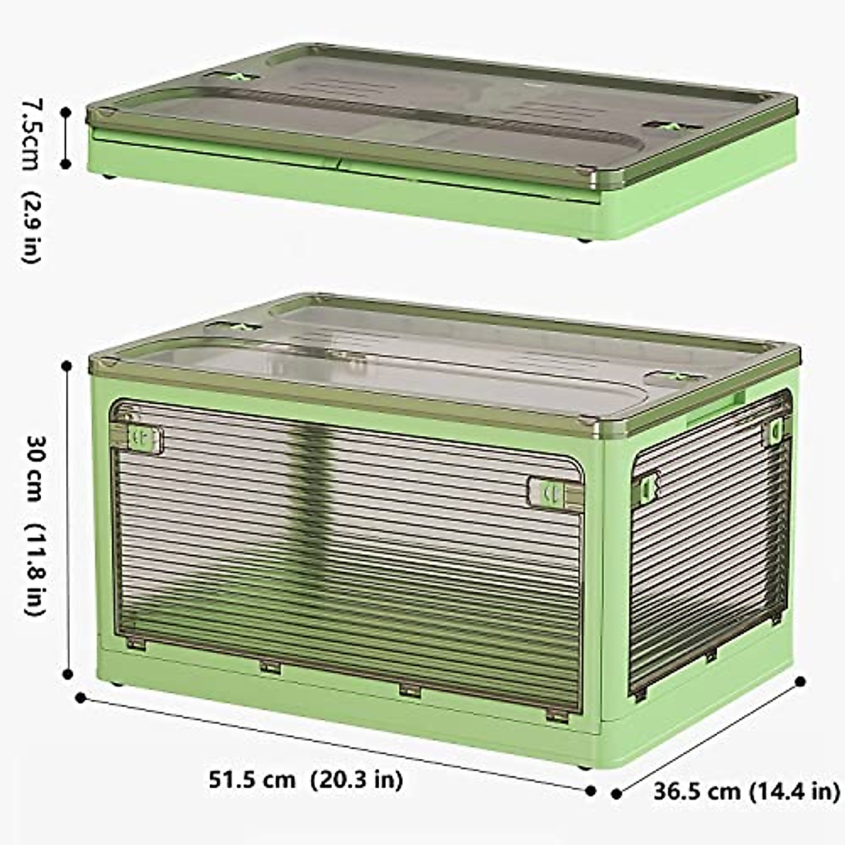 RAMGTW Large Clear Plastic Storage Box with Lid Wheels Collapsible Storage Bins with Five Doors Stackable Folding Container Organizer. Foldable Car Trunk Organizer Picnic Camping Family (Large, Blue)