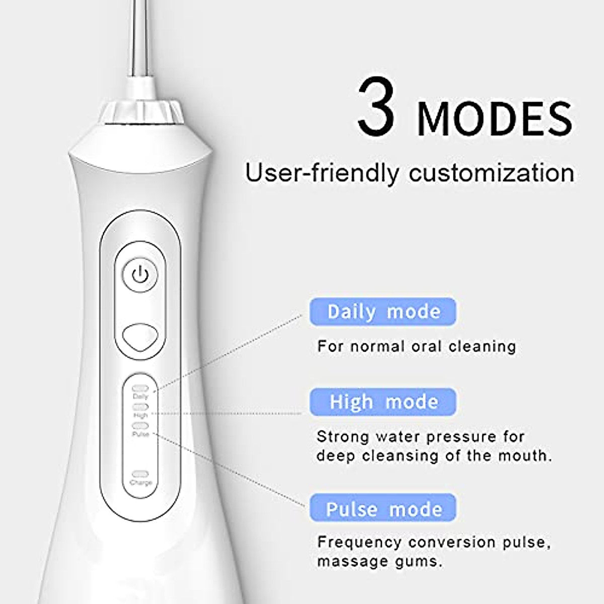 SEAGO Water Flosser Professional Water Pick Teeth Cleaner for Teeth - 3 Modes 5 Jet Tips IPX7 Waterproof Rechargeable Dental Oral Irrigator, Portable for Home & Travel (White)