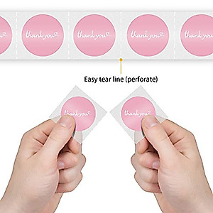 Thank You Stickers,1.5 Inch Pink Thank You Sticker Roll for Business,500 Pcs Thank You Labels for Gifts Bags,Envelopes,Bubble mailers& Bags
