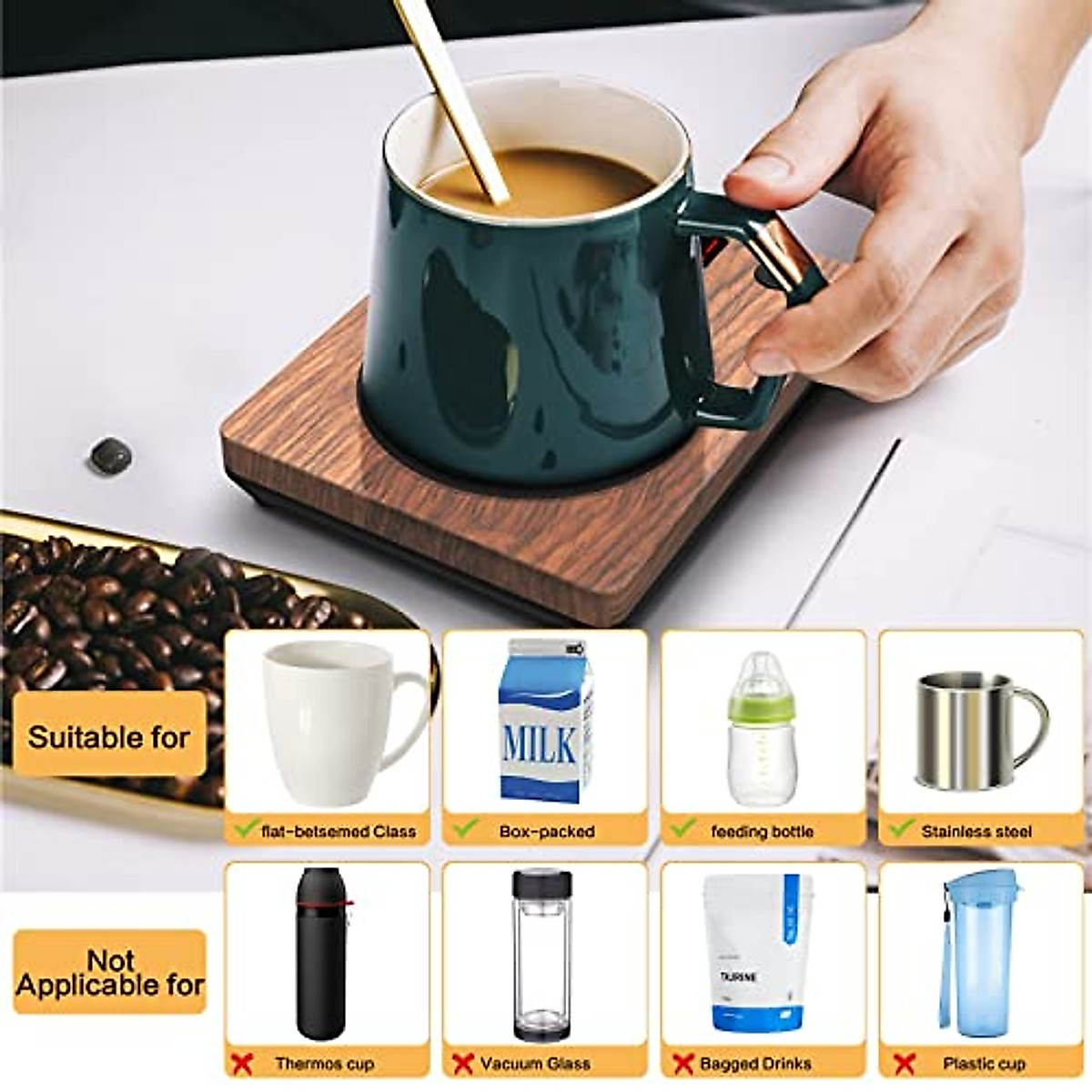SEALON Coffee Mug Warmer for Desk - Electric Milk Tea Cocoa Beverage Coffee Cup Warmer Plate for Office Home Use with Auto Shut Off…