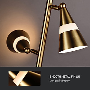 O’Bright Ash - 3-Light LED Tree Floor Lamp, Dimmable 3-Head LED, Multidirectional Standing lamp, Adjustable Multi-Shade, Swivel Cone Floor Lamp for Living Room, Bedroom, Antique Brass