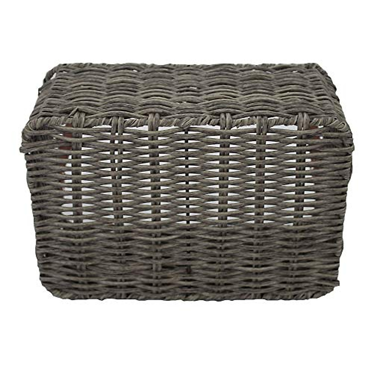 HDKJ PP Tube Storage Basket with handle,Rectangular storage basket,Decorative Home Storage Bins. (Gray, Small)