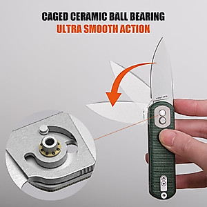 Vosteed Corgi Pup Small Flipper Pocket Knife for Men Women Gifts, 2.37" 14C28N Blade EDC Folding Knife, Patented Trek Lock Gentleman's Pocket Knife with Clip - Micarta Handle with Titanium Insert