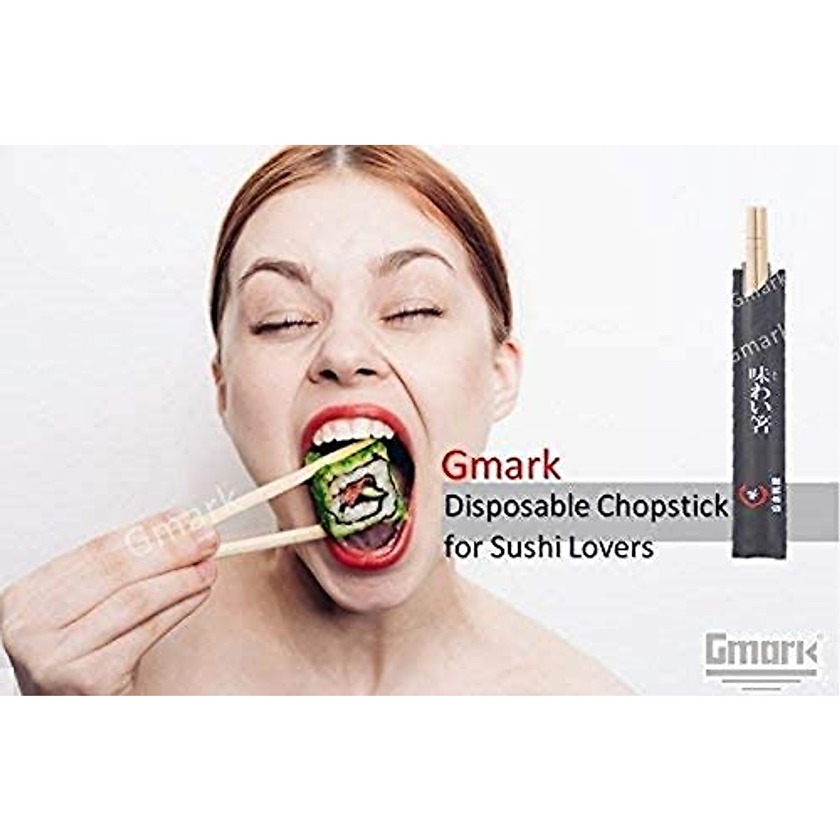 Disposable Chopsticks Pack of 100 Pair, 9" Japanese Style Sleeved Sushi Chopsticks by Gmark GM1038