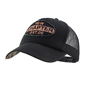 Home Prefer Men's Vintage Mesh Trucker Hat Outdoor Sport Summer Baseball Cap (Black New)