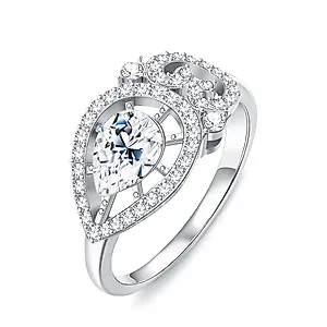 MUSECLOUD Teardrop Crystal Rings 925 Sterling Silver Engagement Rings for Women Bridal Eternity Rings Dainty White Gold Plated Costume Jewelry Wedding Promise Rings for Her (9)