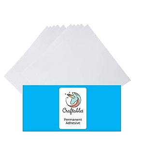 Craftables White Vinyl Sheets - Permanent, Adhesive, Glossy & Waterproof | (10) 12" x 12" Sheets- for Crafts, Cricut, Silhouette, Expressions, Cameo, Signs