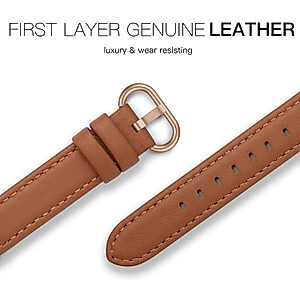 Leather Bands Compatible for Google Pixel Watch Band Leather for Women, Pixel Watch Wristband Adjustable Clasp Stylish Strap for Google Pixel Watch 2022 (Brown/Rose Gold)