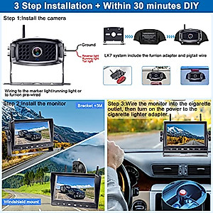 LeeKooLuu RV Backup Camera Wireless Waterproof 7'' LCD Split Screen DVR Dash Monitor Touch Key Rear View System 4 Channels Travel Trailers Adapter for Furrion Pre-Wired RVs Night Vision LK7