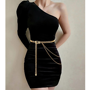 LOREMOW 2 Pcs Waist Chain Belt for Women Metal Belly Waist Chain Chunky Belt Chain Multilayer Chain for Dress Jeans G120