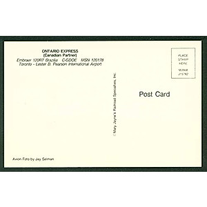 Ontario Express Canada Airlines Toronto Lester B. Pearson International Airport Airplane Postcard