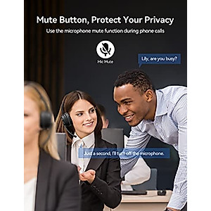 TECKNET Bluetooth Headset Wireless Headphones with Microphone AI Noise Cancelling & Mute Trucker Bluetooth Headset V5.2 Over-Ear Headphones for Truck Driver Cell Phone PC Computer Home Office Skype