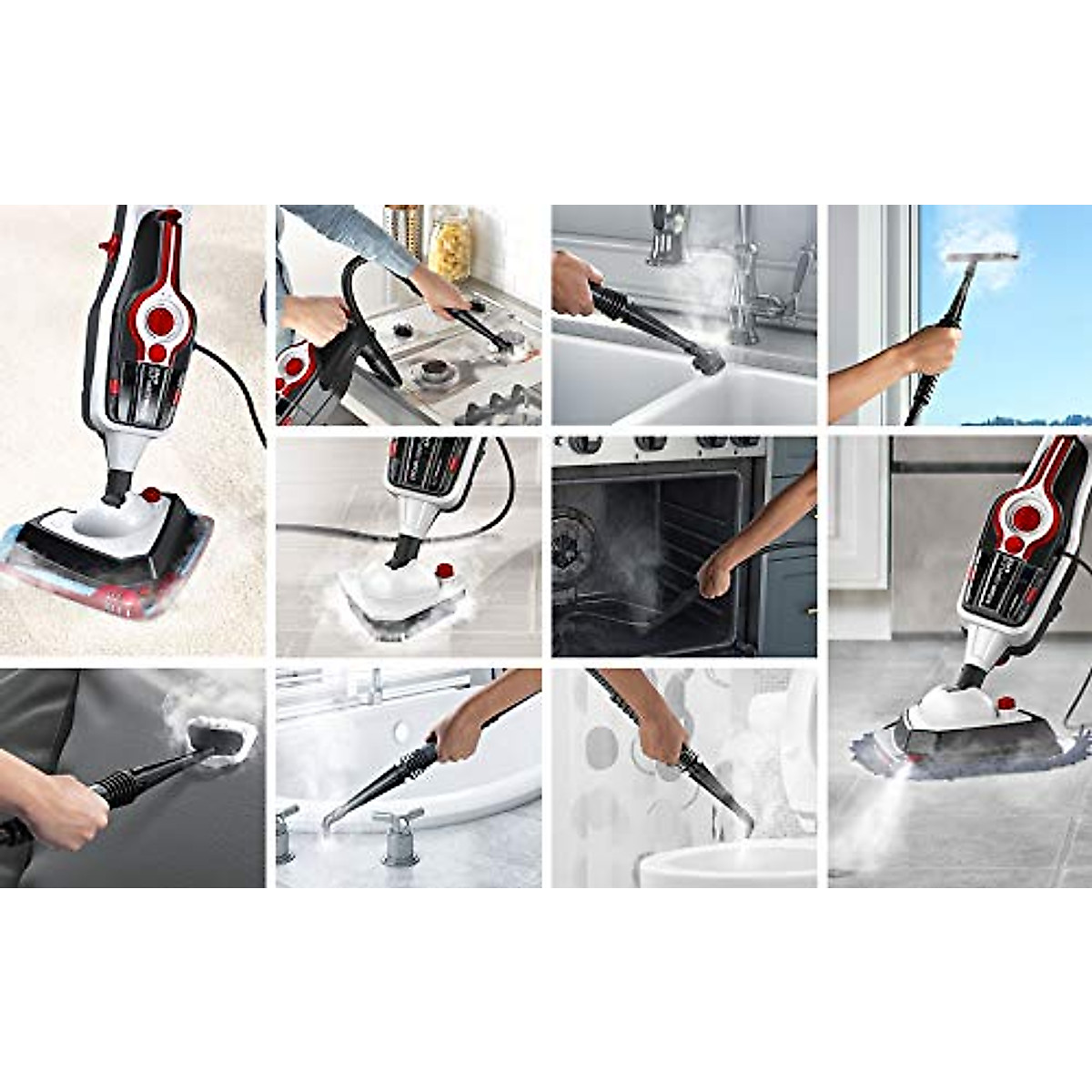 Hoover Complete Pet Steam Mop with Removable Handheld Steamer, Cleaner for Tile and Hardwood Floors, WH21000, White 11 IN x 8.75 IN x 25 IN