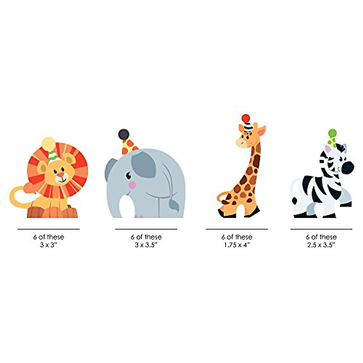 Jungle Party Animals - Paper Straw Decor - Safari Zoo Animal Birthday Party or Baby Shower Striped Decorative Straws - Set of 24