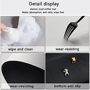 LHAIFA Coffee Mat Teal Wood Texture Abstract Art Coffee Bar Accessories 24 x 16 Inch Hide Stain Non-Slip Rubber Backed Absorbent Dish Drying Mat for Kitchen Counter Bar Mat Espresso Accessories