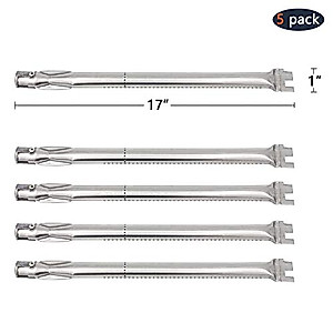 Hongso 17" Gas Grill Burner Tubes, 16 7/8" Heat Plates Replacement for Ducane 5 Burner 30557401, 30557801, 30557501, 30558501, 30400043, 30400042 Gas Grill Models, DUCHD1, 5-Pack, (SBC041, 30500701)