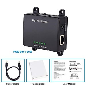 CENTROPOWER Gigabit PoE Splitter,Network-Repeaters,Wall Mountable Adjustable Voltage Output,PoE Powered IEEE 802.3af/802.3at Compliant,POE+ Injector