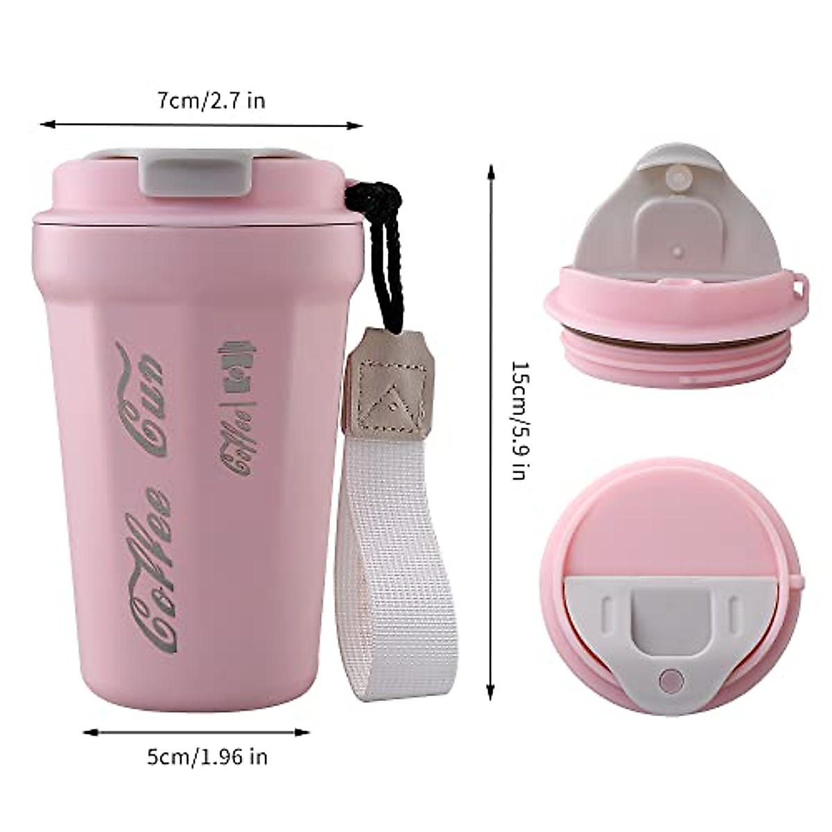 AIWENXIE Coffee Tumbler, Vacuum Insulated Coffee Travel Mug Spill Proof With Leakproof Lid,14 OZ Stainless Steel Water Bottles,For Keep Hot/Ice Coffee,Tea and Beer(pink)