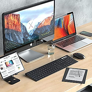 Bluetooth Keyboard Mouse, Multi-Device Wireless Keyboard and Mouse Combo, Ultra Slim, Rechargeable, Dual-Mode(Bluetooth 4.0 + USB), Windows/Mac OS/Android (Black)