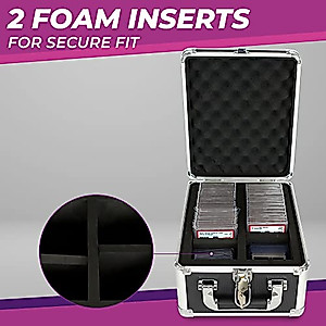 PREZA Trading Card Case - Graded Card Storage Box Display - Slab Case for Sports Card Collection Compatible with PSA and BGS (Black/Silver)