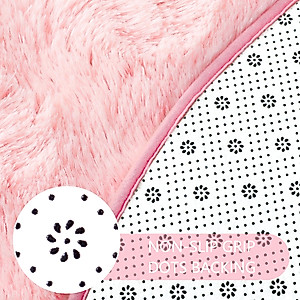 Noahas Fluffy Round Rug 4Ft,Pink Rugs for Bedroom Girls,Fuzzy Rug for Kids Room,Shaggy Bedroom Carpet,Circle Shag Area Rug,Soft Nursery Rug,Room Decor Aesthetic