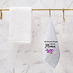 PXTIDY Mema Gifts Mema Towel My Favorite People Call Me Mema Embroidered Wash Towel for Mema Birthday Gifts Grandma Mema Gifts from Grandchildren