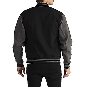Pro Club Men's Varsity Fleece Baseball Jacket, Black/Charcoal, X-Large