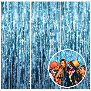 3 Pack Blue Backdrop Party Streamers Ocean Themed Decor Birthday Party Decorations Foil Fringe Backdrop Curtain Graduation Baby Shower Bachelorette Winter Holiday Party Decorations Supplies