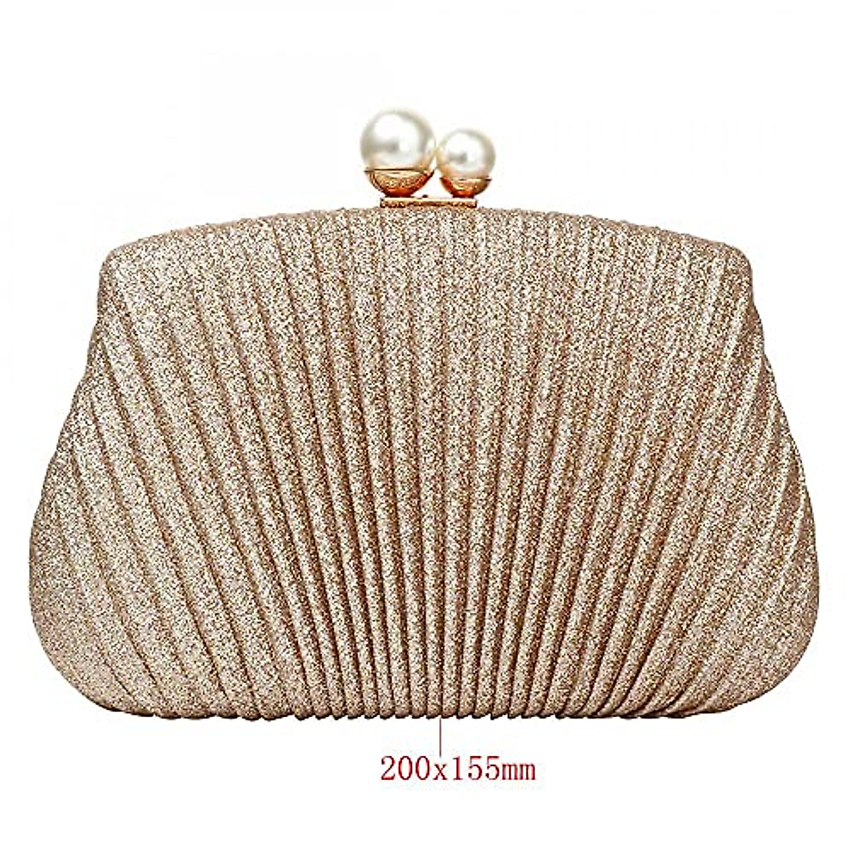 Clutch Purses for Women Shiny Evening Clutch Crossbody Bag Evening Purses and Handbags for Wedding Party Prom (Rose gold color)
