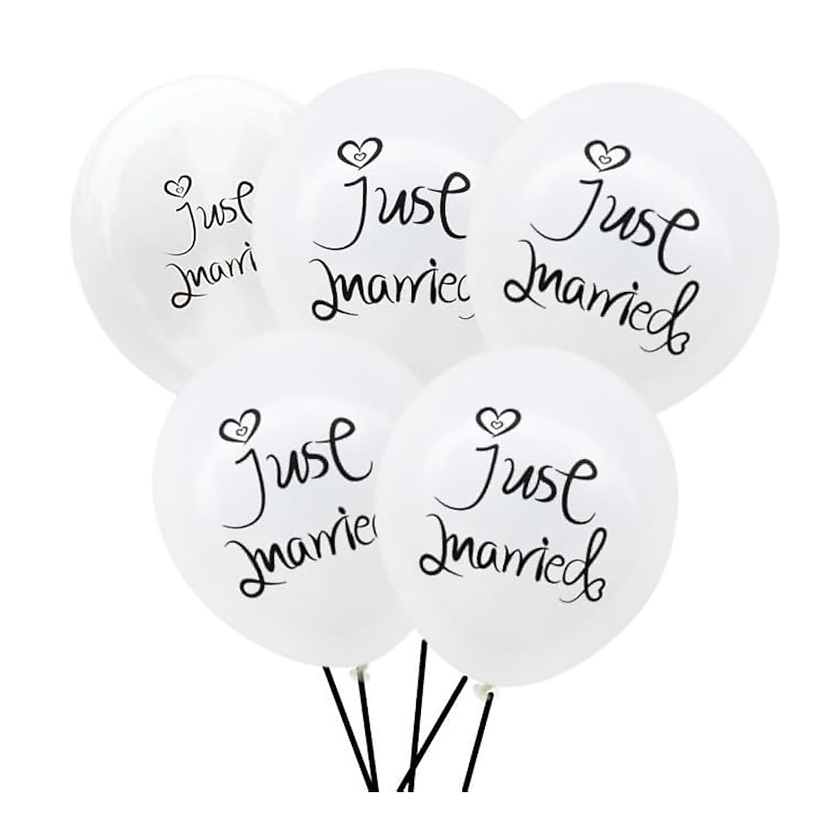 Pfylinqo 100 Pcs Celebration of Just Married Balloons, 12 Inch "Just Married" Letter Print White Balloon for Garland Arch, Party Latex Balloons for Bride Wedding Anniversary Party Decoration Supplies